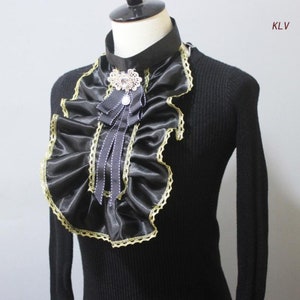 Black Color Women Steampunk Colonial Jabot Victorian Ruffle - Etsy