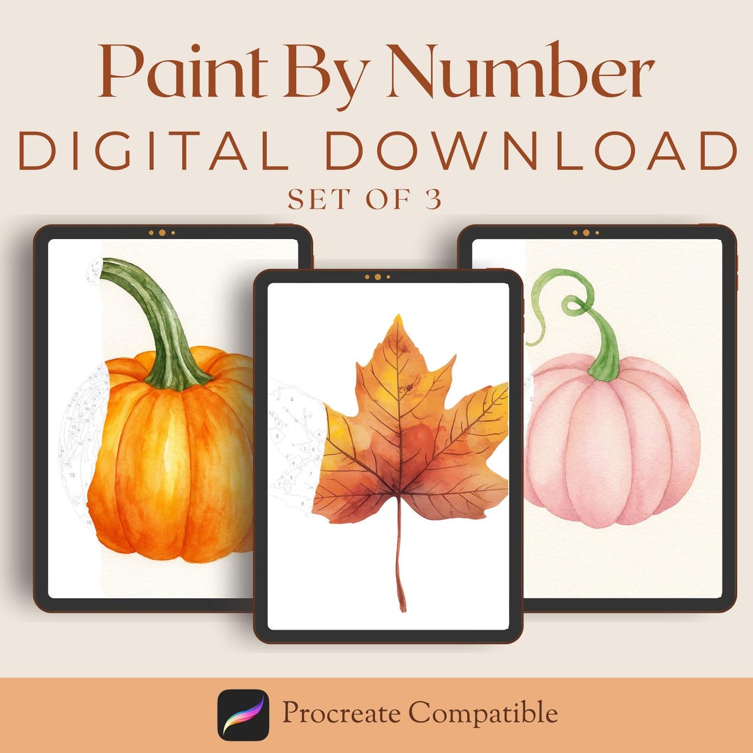Set of 3 Fall Simple Mindful Coloring Pages With Color Palettes ...