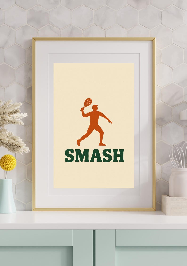 Minimalist Padel Poster – SMASH – Modern Sports Wall Art | Pastel Blue ...