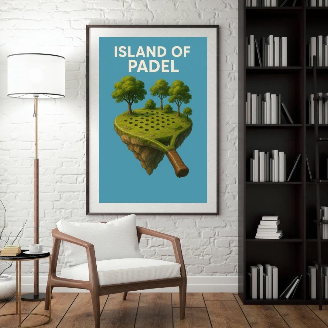 Surreal Padel Racket Island Art Print: Sporty Wall Decor (digital ...