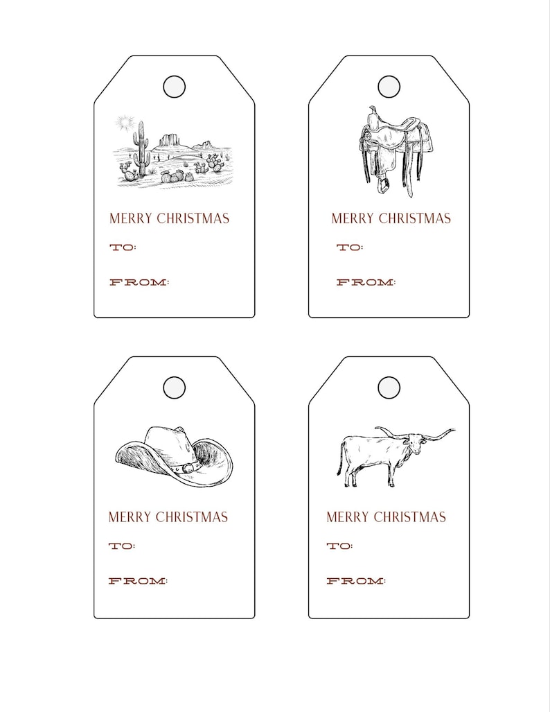 Western Holiday Gift Tags| Instant Download| Printable File - Etsy
