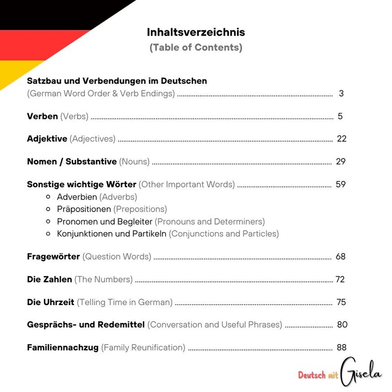 Buy German A1 Vocabulary List | 800 Words + 1000 Example Sentences ...