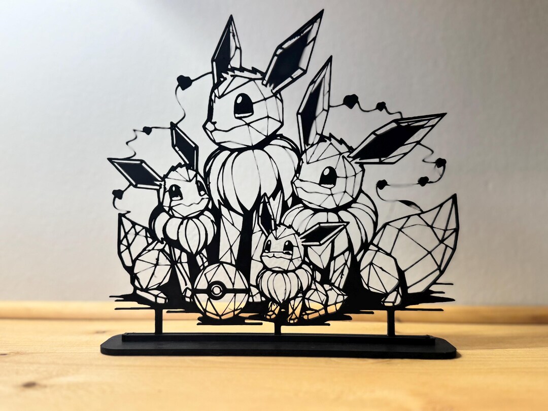 Eevee Family Inspired Line Art Display | Pokémon 3D Printed Fan Made ...