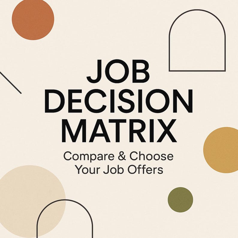 Job Offer Comparison Matrix: EASY Decision Making Tool - Etsy