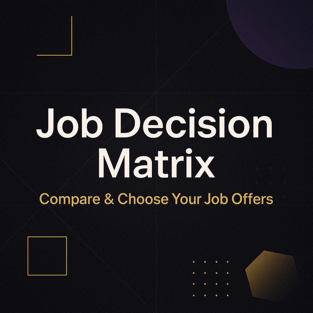 Job Offer Comparison Matrix: EASY Decision Making Tool - Etsy
