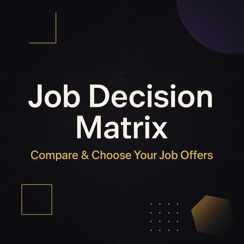 Job Offer Comparison Matrix: EASY Decision Making Tool - Etsy