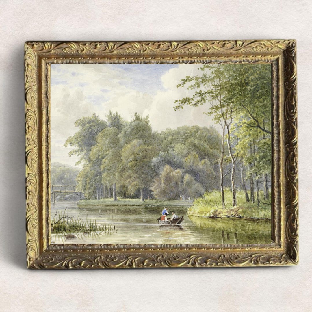 Landschap Met Figuren in Een Roeibootje by Georgius Jacobus Johannes ...