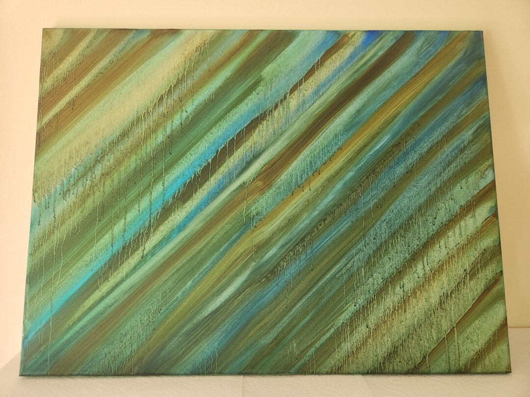 Drippy Diagonal Streaks - Oil Painting on 18x24 Canvas - Etsy