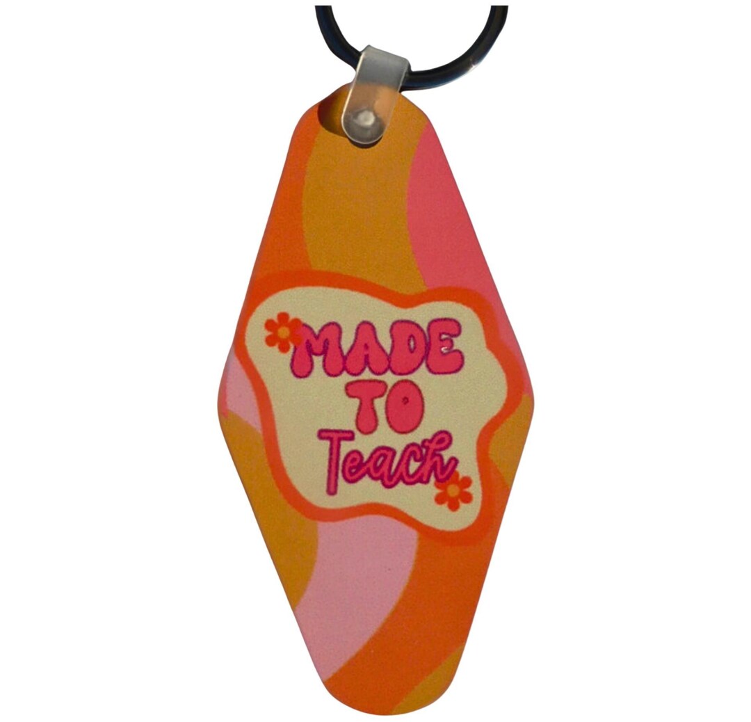 Retro Motel Style Teacher Keychain: 'made to Teach' Design - Etsy