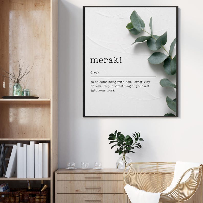 Meraki Digital Print | Greek Meaning Wall Art | Minimalist Quote Poster ...