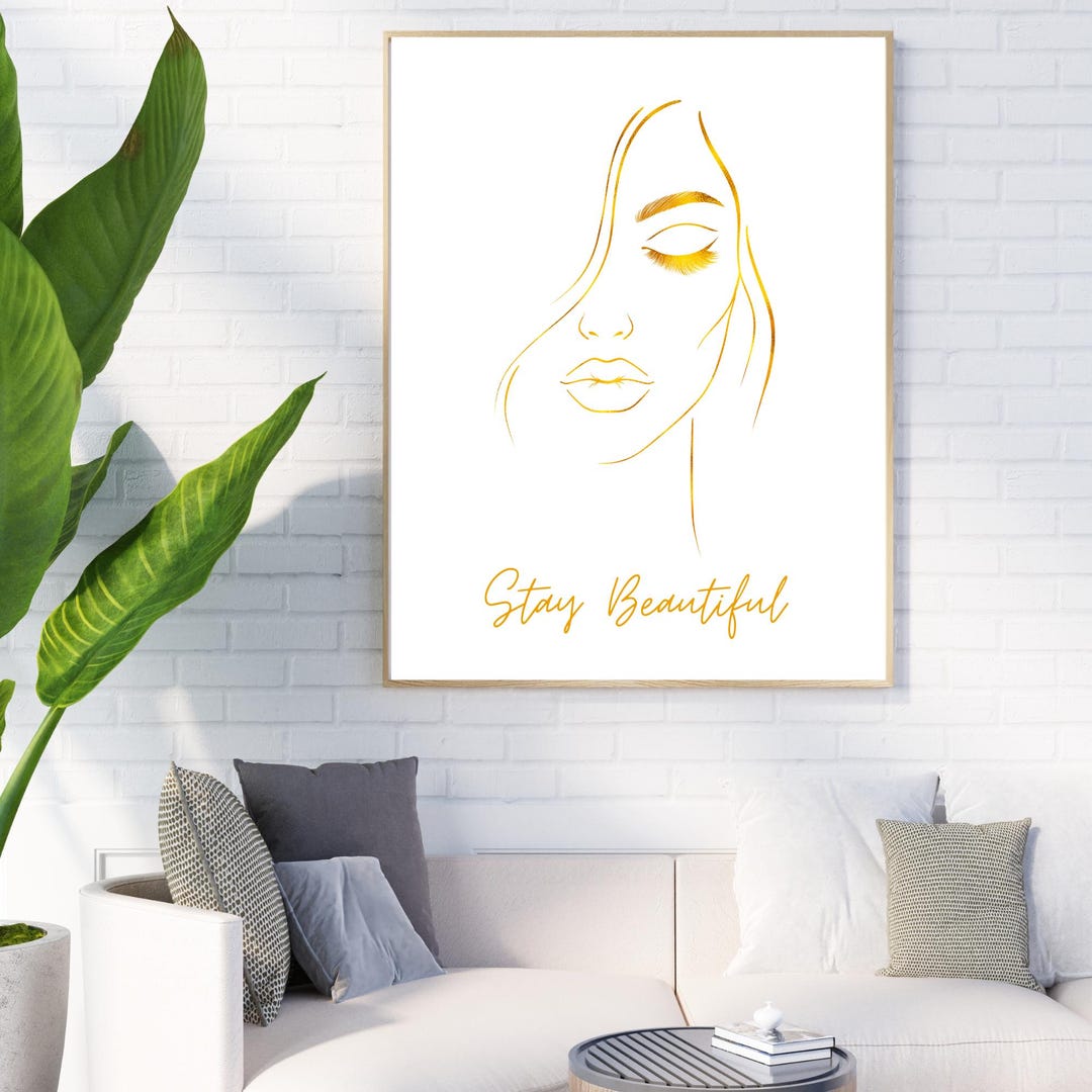 Stay Beautiful Wall Art – Minimalist Line Art Print | Feminine ...