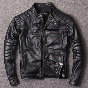 Custom Made Leather Biker Jacket: Personalized Cowhide Outerwear - Etsy