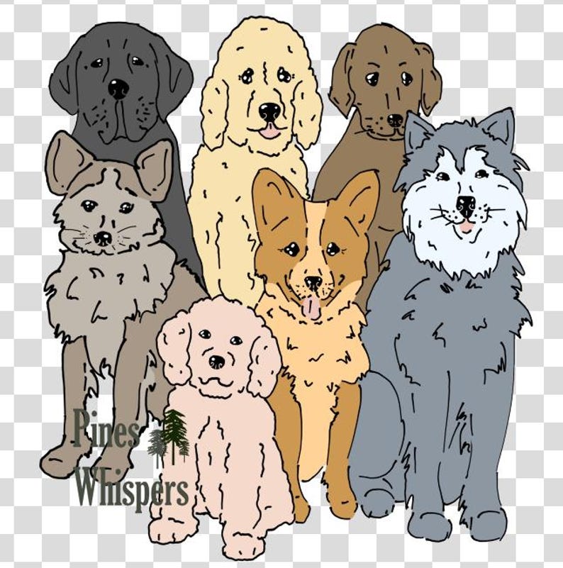 Dog Pack Clipart PNG Digital Download – Cartoon Dogs, 300 DPI - Etsy Canada