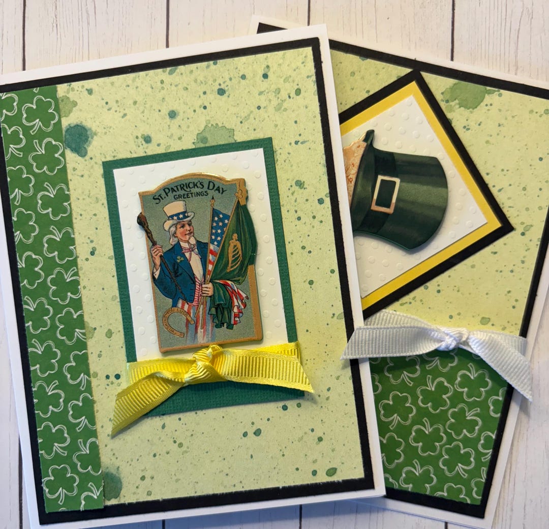 St Patrick’s Day, Shamrocks, Set of 2 Handmade Cards - Etsy