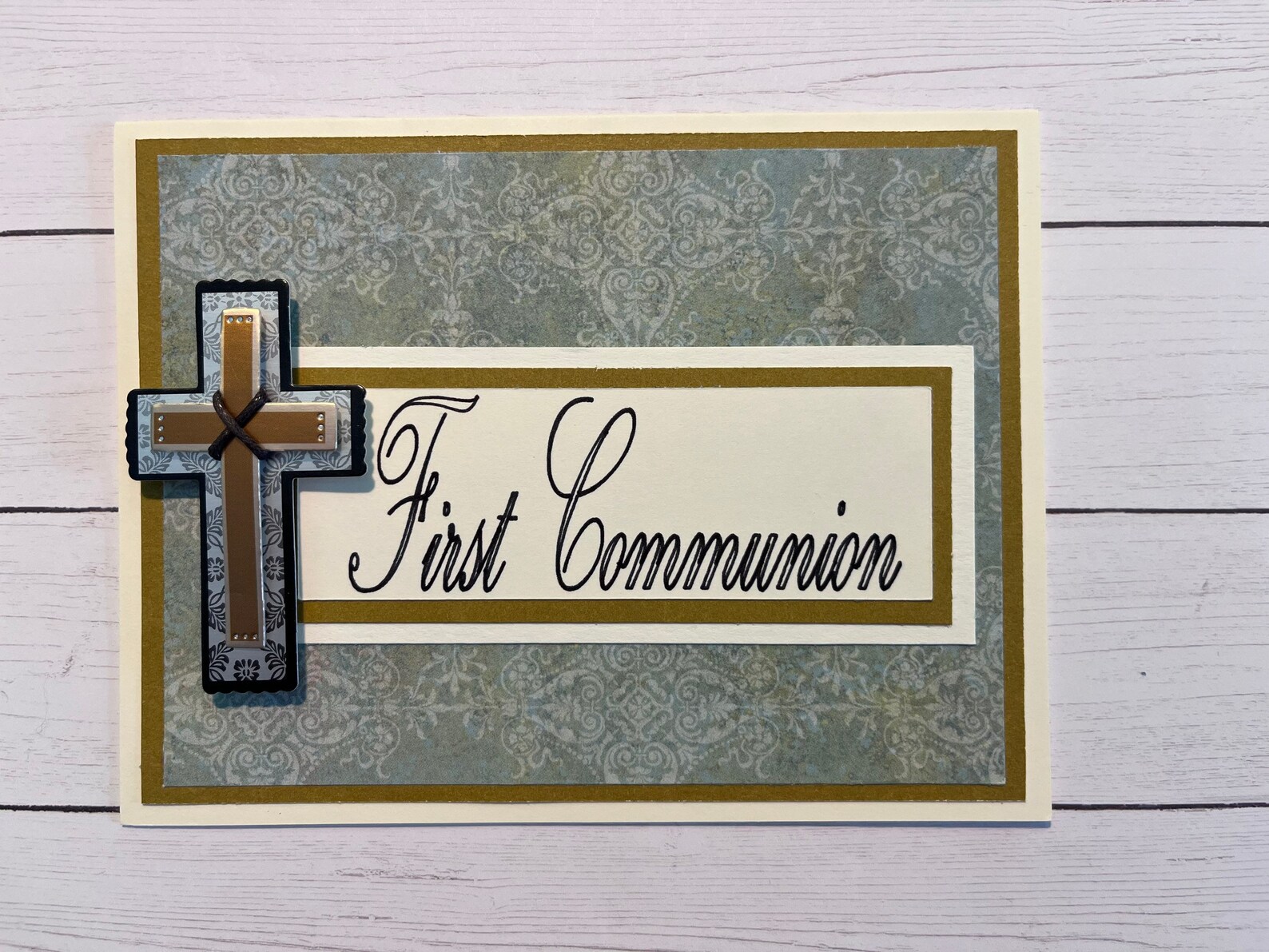 First Communion Handmade Greeting Card, Cross - Etsy