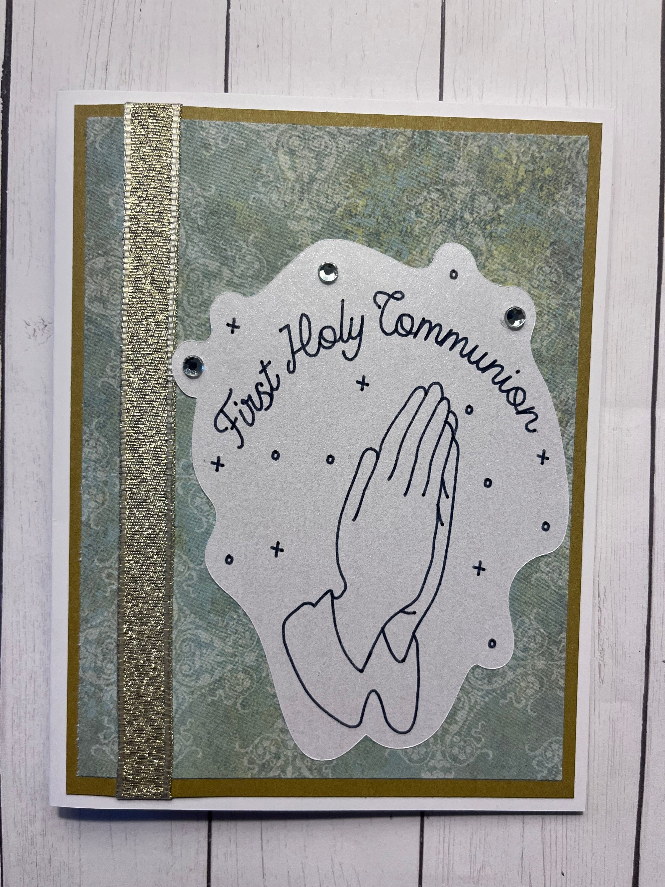 First Holy Communion, Praying Hands, Handmade Card, Church - Etsy