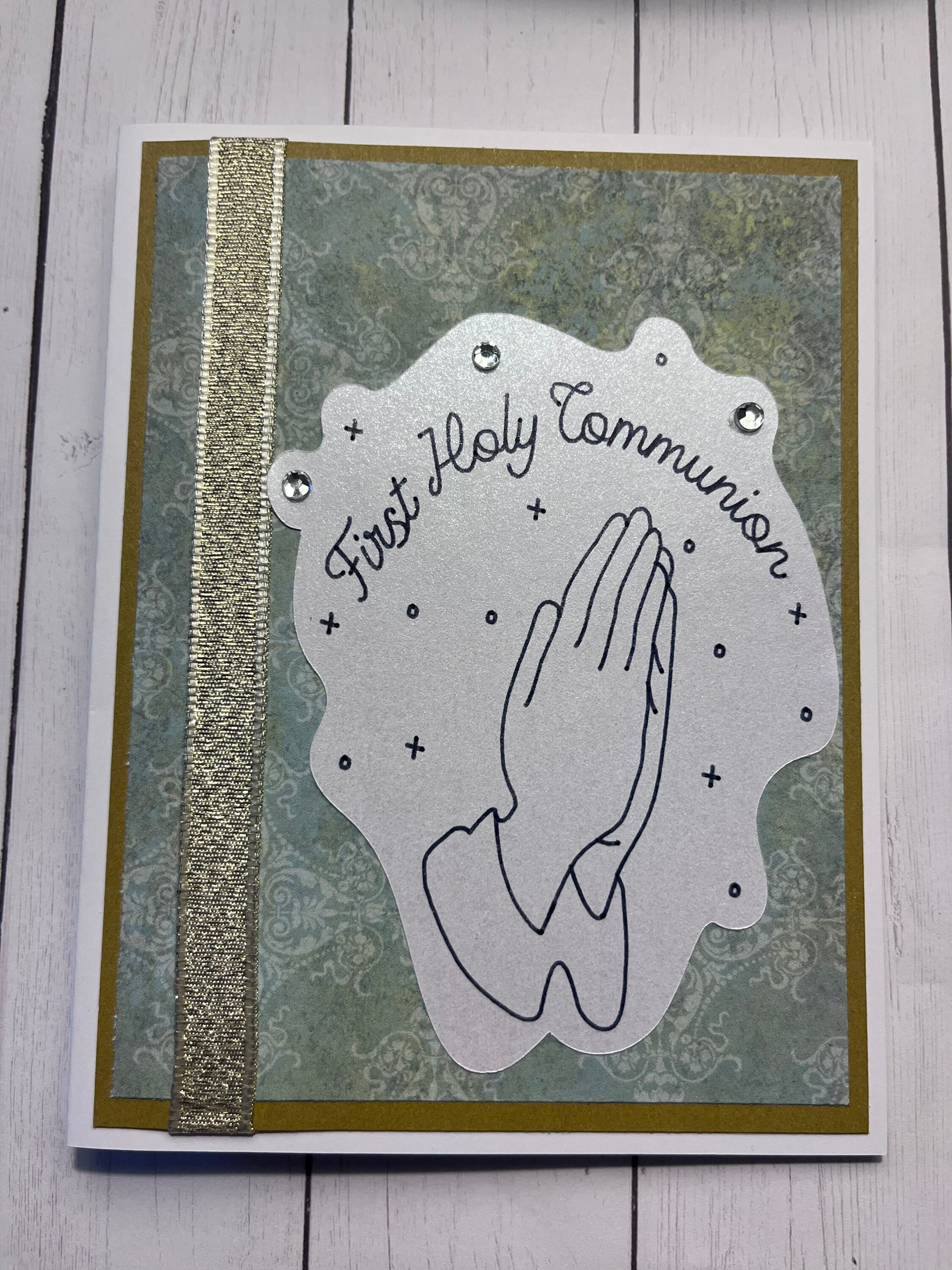 First Holy Communion, Praying Hands, Handmade Card, Church - Etsy