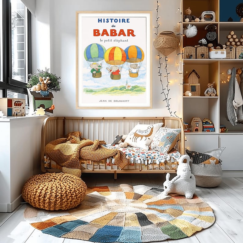 Babar Hot Air Balloon Print – Vintage Nursery Art - Etsy