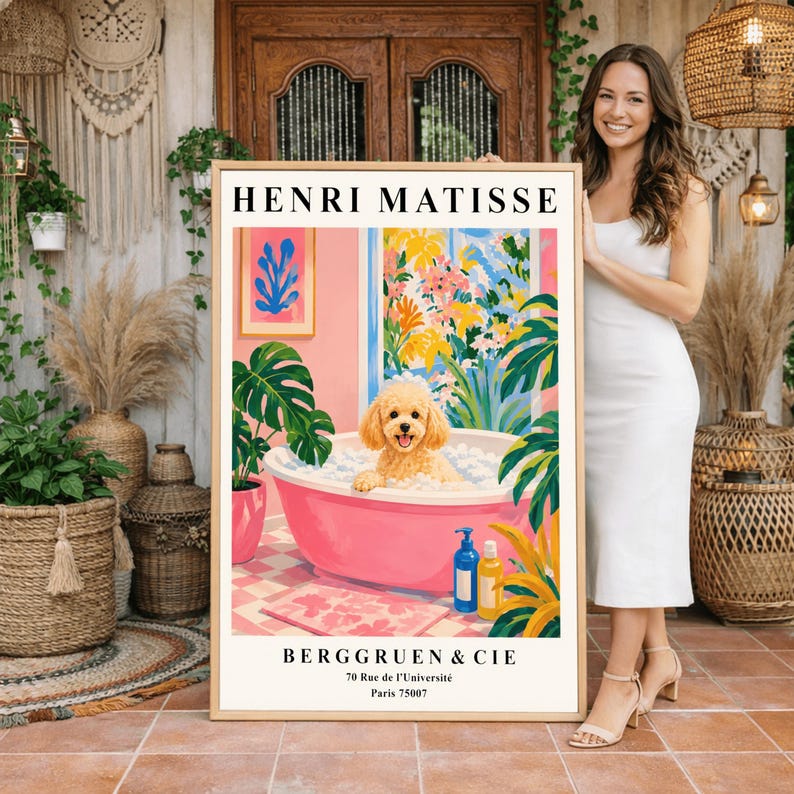 Henri Matisse Style Toy Poodle Poster - Luxury Bathroom Colorful Print ...