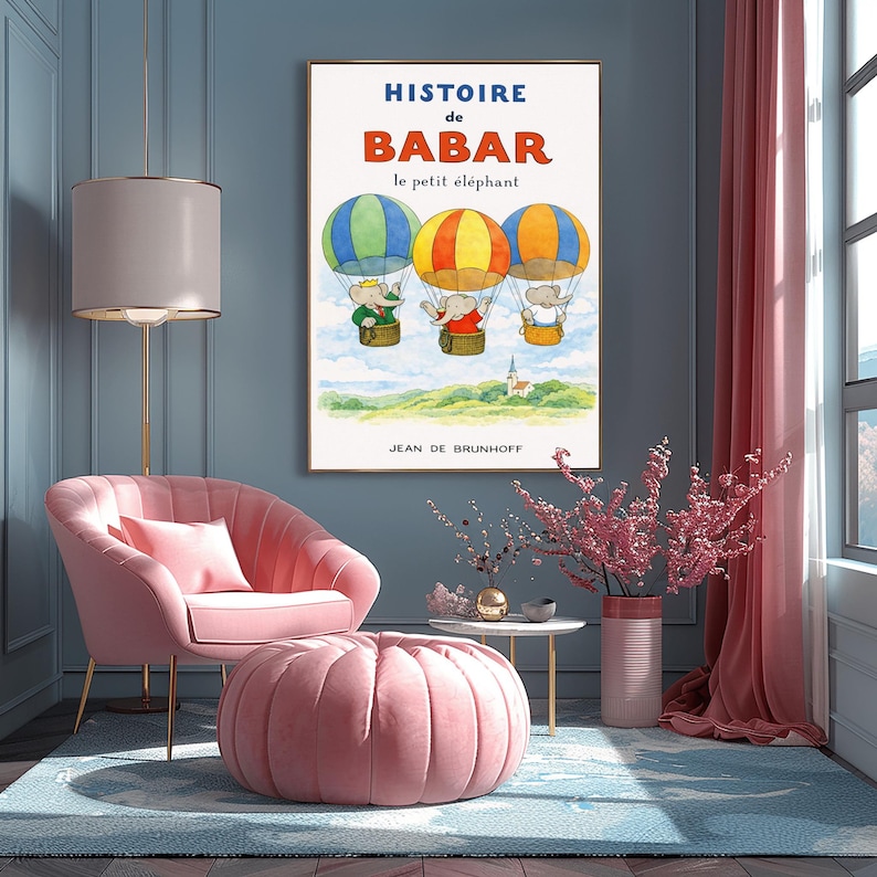 Babar Hot Air Balloon Print – Vintage Nursery Art - Etsy