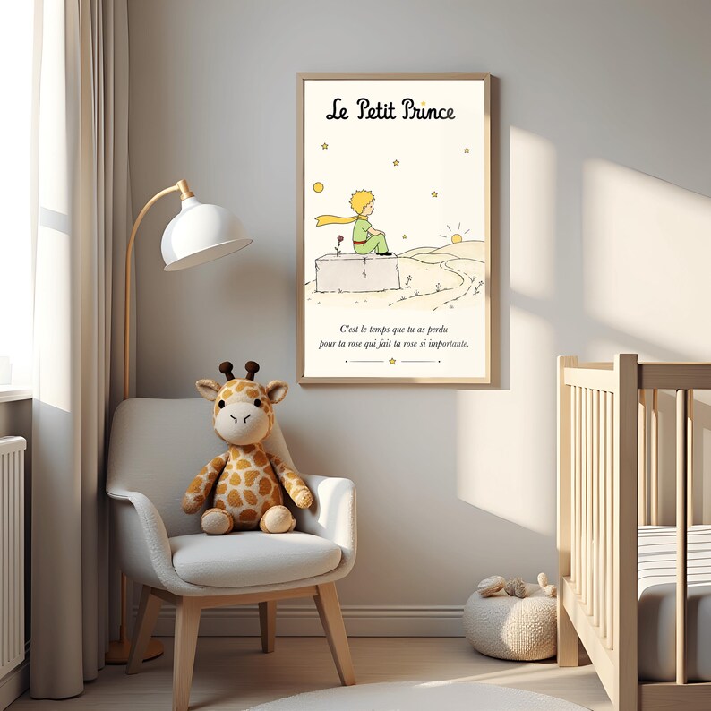 The Little Prince Print: Poetic Nursery Wall Art (vintage Sketch, Soft ...