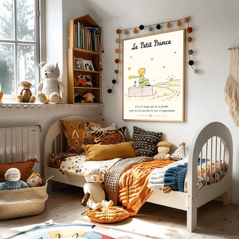 The Little Prince Print: Poetic Nursery Wall Art (vintage Sketch, Soft ...