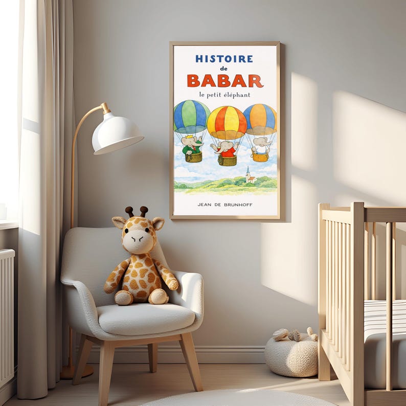 Babar Hot Air Balloon Print – Vintage Nursery Art - Etsy