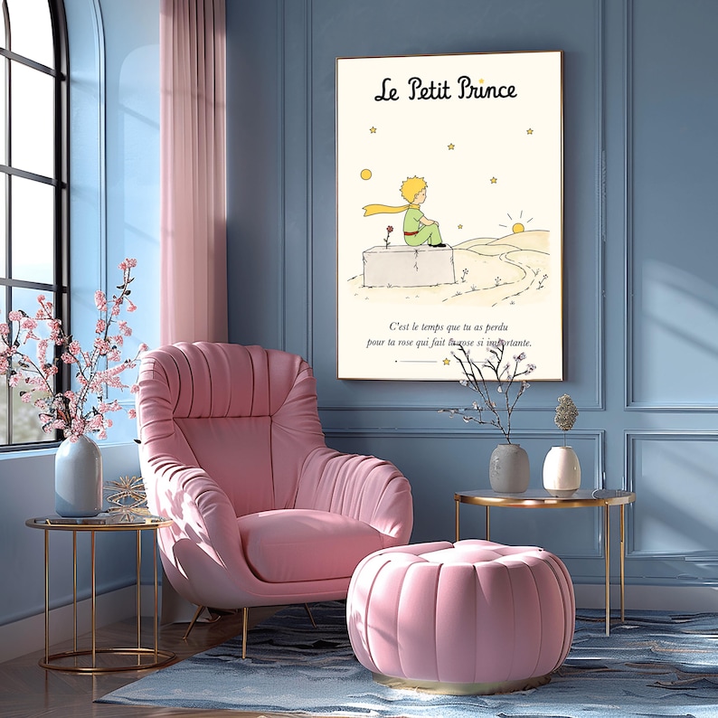The Little Prince Print: Poetic Nursery Wall Art (vintage Sketch, Soft ...
