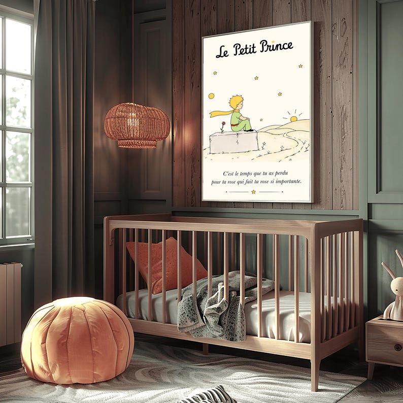 The Little Prince Print: Poetic Nursery Wall Art (vintage Sketch, Soft ...