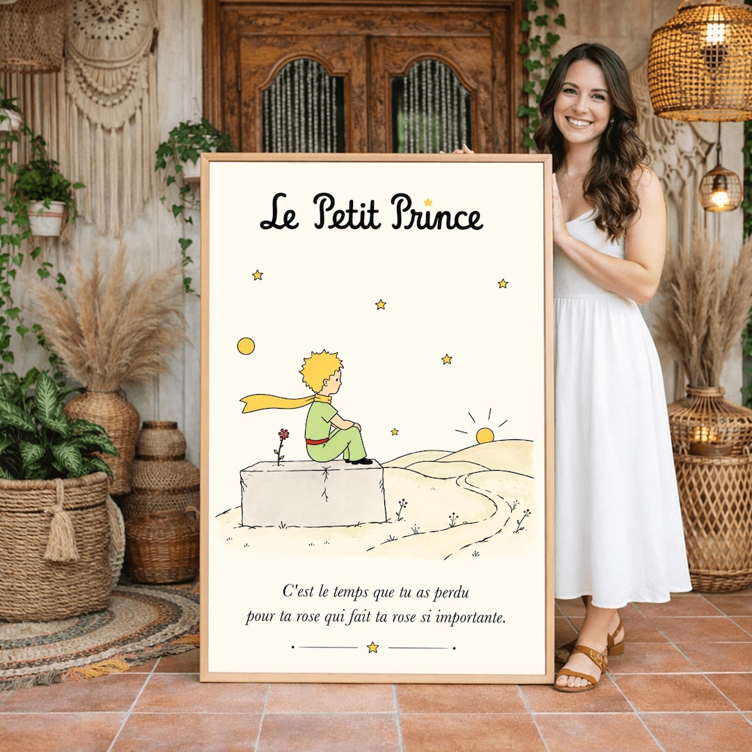 The Little Prince Print: Poetic Nursery Wall Art (vintage Sketch, Soft ...