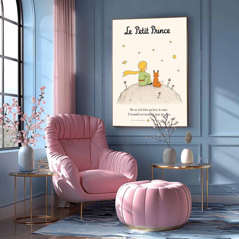The Little Prince Print: Vintage Kids Storybook Art - Soft Sunrise ...