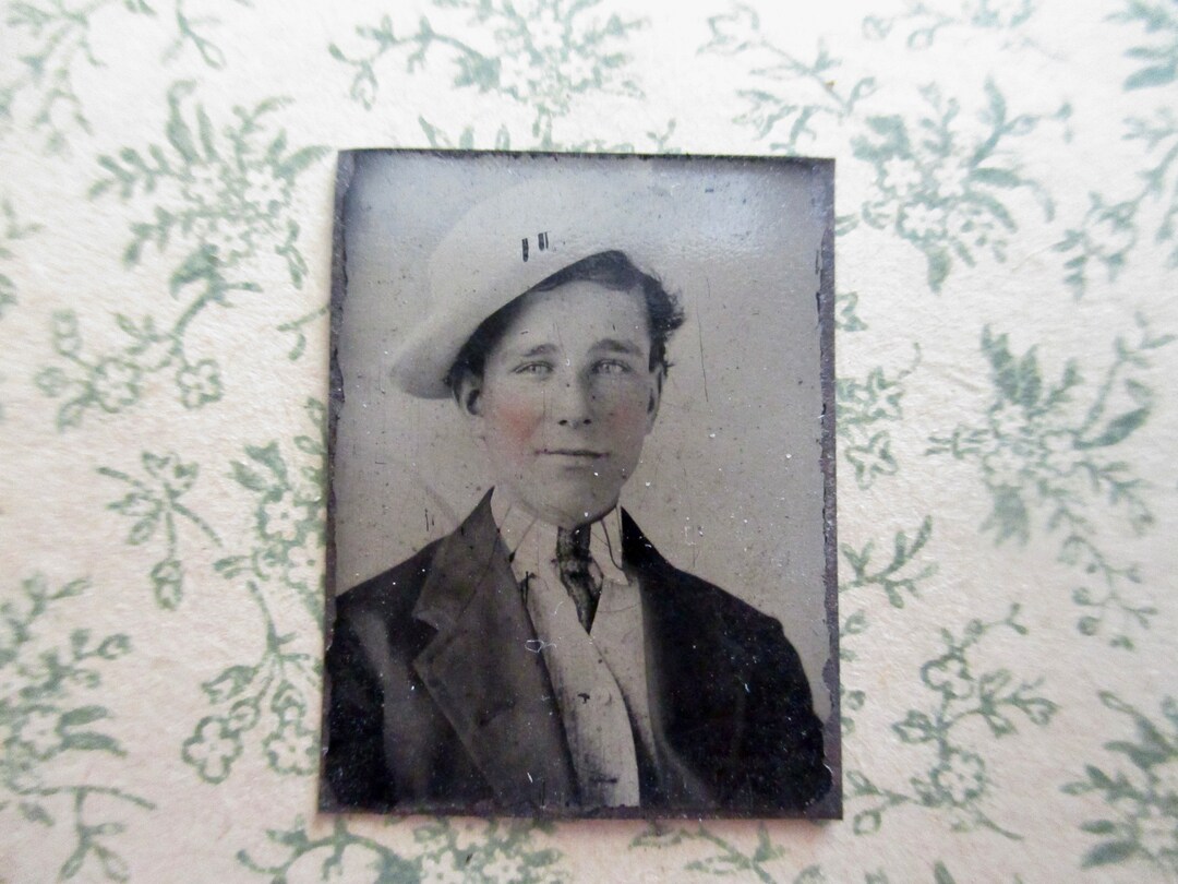 Antique Miniature Gem Tintype Photo - 1800s, Young Smiling Man With ...