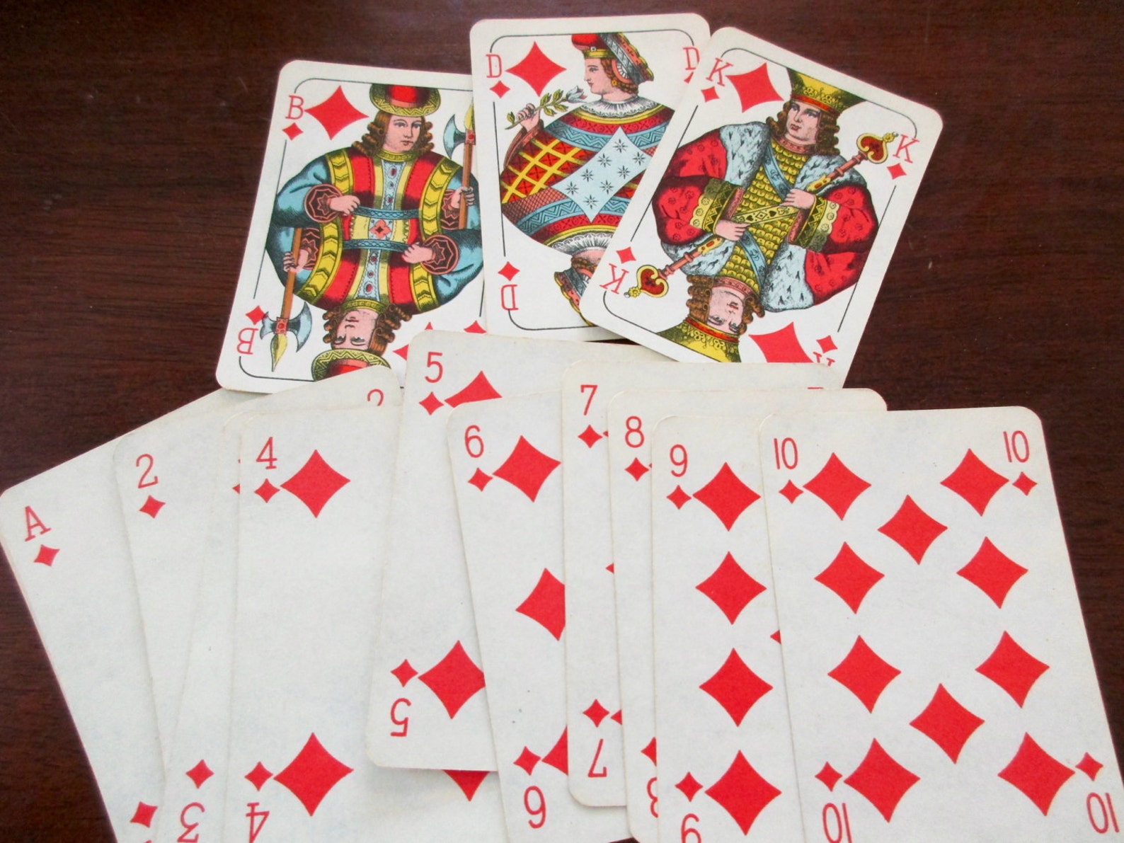 13 Vintage Playing Cards - Diamonds, Red, Blue, King, 1940s, 1950s - Etsy