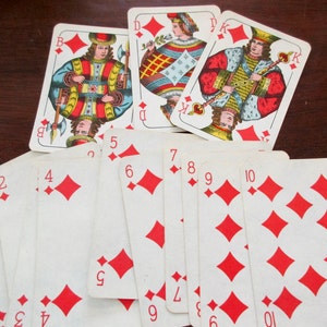 13 Vintage Playing Cards - Diamonds, Red, Blue, King, 1940s, 1950s - Etsy