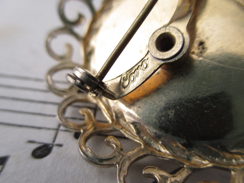 Vintage Coro Oval Pin - Gold, Black, Pearls, Victorian, 1970s - Etsy