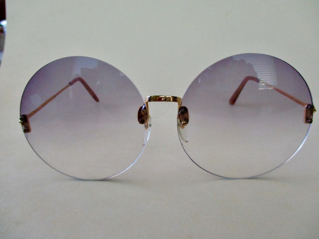 Vintage LARGE Round 2.5" Lens Sunglasses - Glasses, 1960s, 1970s, Made ...