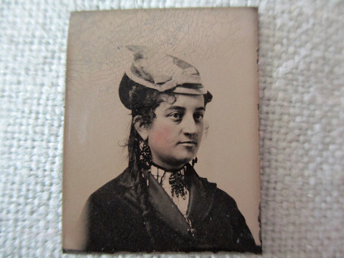 Antique Miniature Tintype Photo 1800s Young Woman With - Etsy