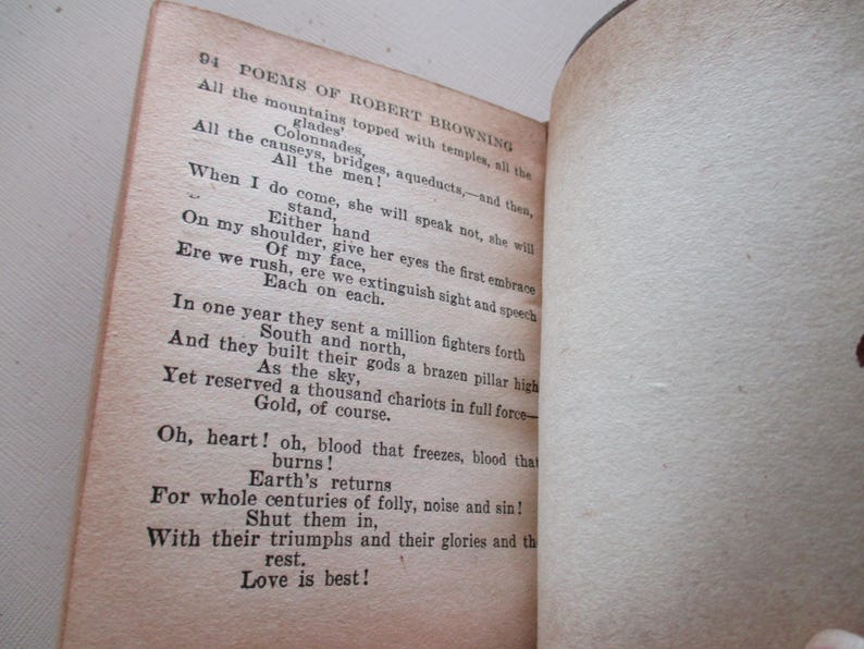 1920s Tiny Book - Poems, Plays, Robert Browning, Red Bound, Miniature ...