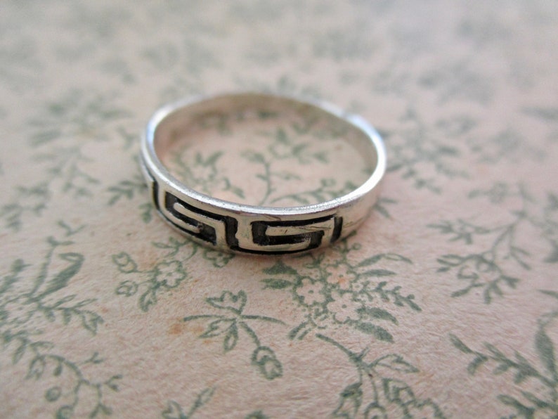 Sterling Silver Greek Key Design Ring Size 4.75 Band | Etsy