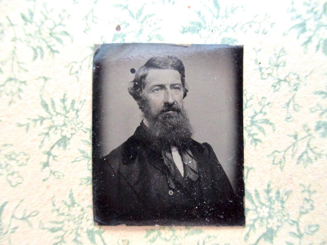 Antique Miniature Gem Tintype Photo - 1800s, Man With Bushy Beard - Etsy