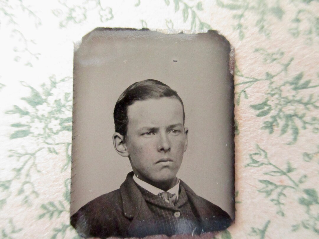 Antique Miniature Gem Tintype Photo - 1800s, Well Dressed Young Man ...