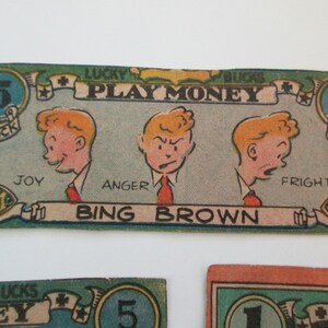5 "lucky Bucks"- Laura, Bing Brown, Dogs- 1930s Play Money, Sunday ...