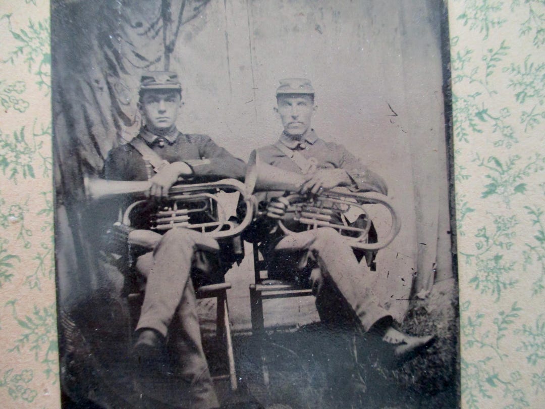 Antique Tintype Photo 1800s, Civil War Soldiers in Uniform Sitting With ...