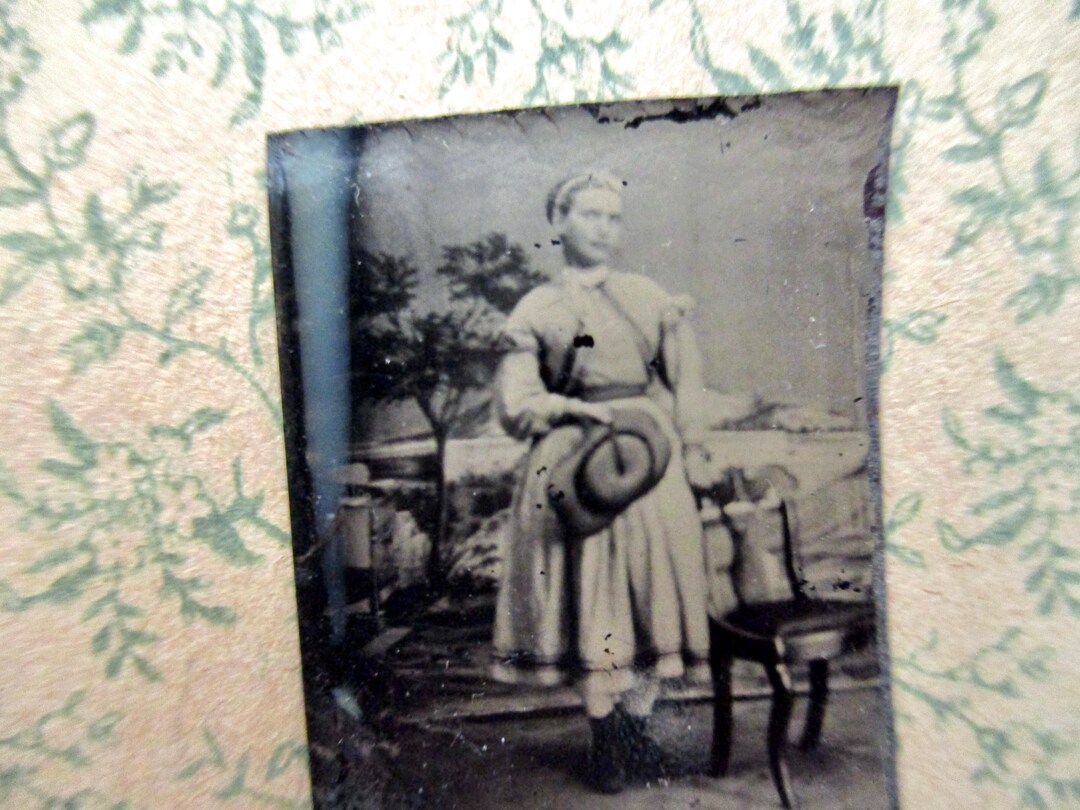 Antique Miniature Gem Tintype Photo - 1800s, Standing Young Girl ...