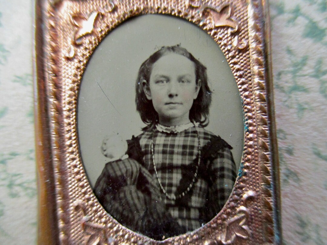Antique Miniature Gem Tintype Photo - 1800s, Smiling Girl With China ...