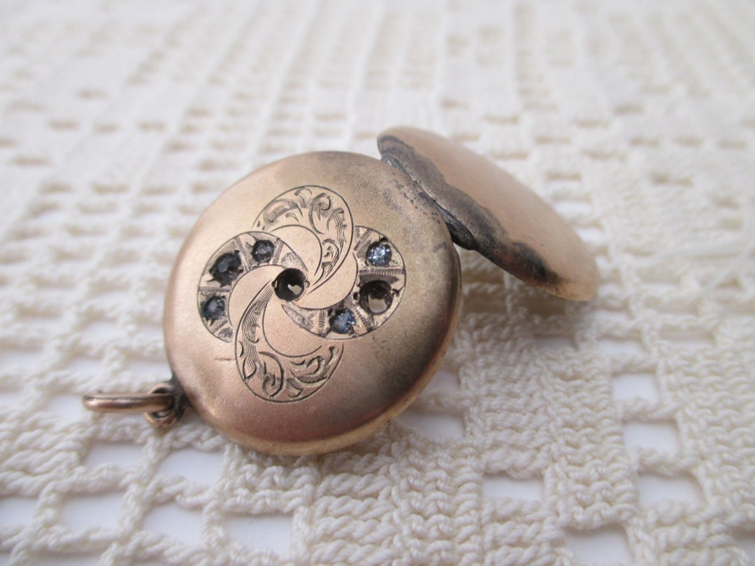 Antique Victorian Gold Filled Locket With Crystals Round - Etsy
