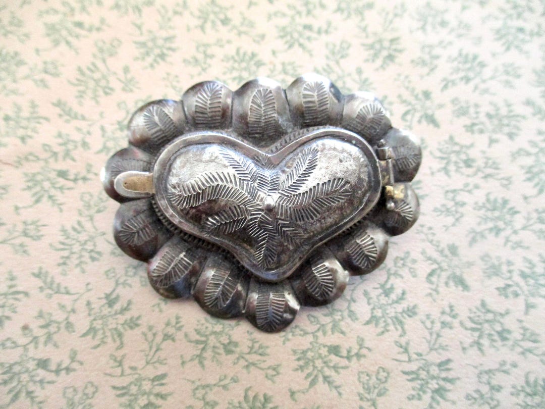 Judith Roberts Heart Locket Pin - Reliquary Brooch, Necklace, Vintage ...