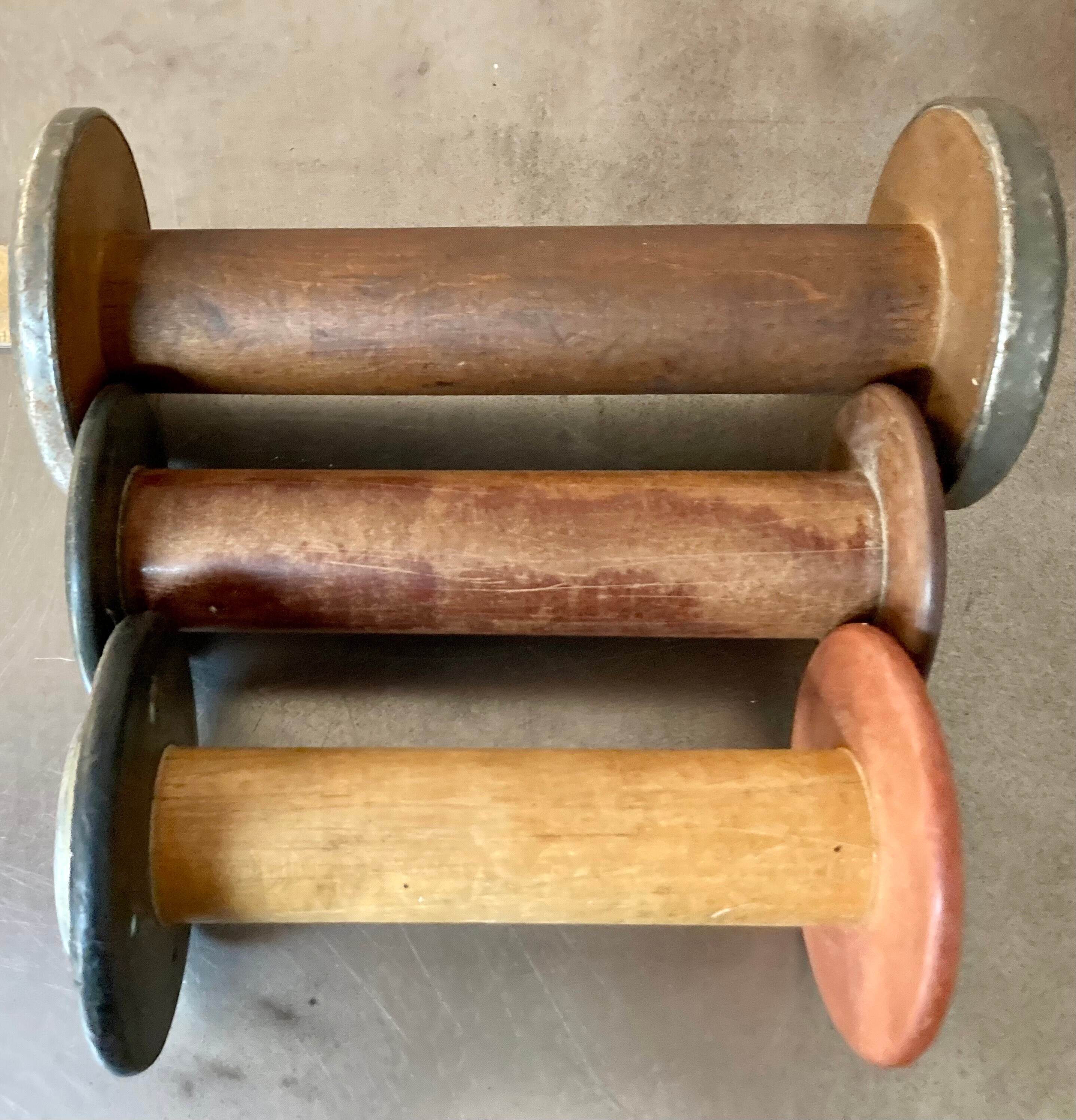 3x Vintage Industrial Wooden Spools - Etsy