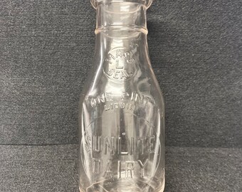 Vintage Half Pint Milk Bottle Cream Dairy Glass Bottle Small Size MTC Farmhouse Kitchen Decor ...