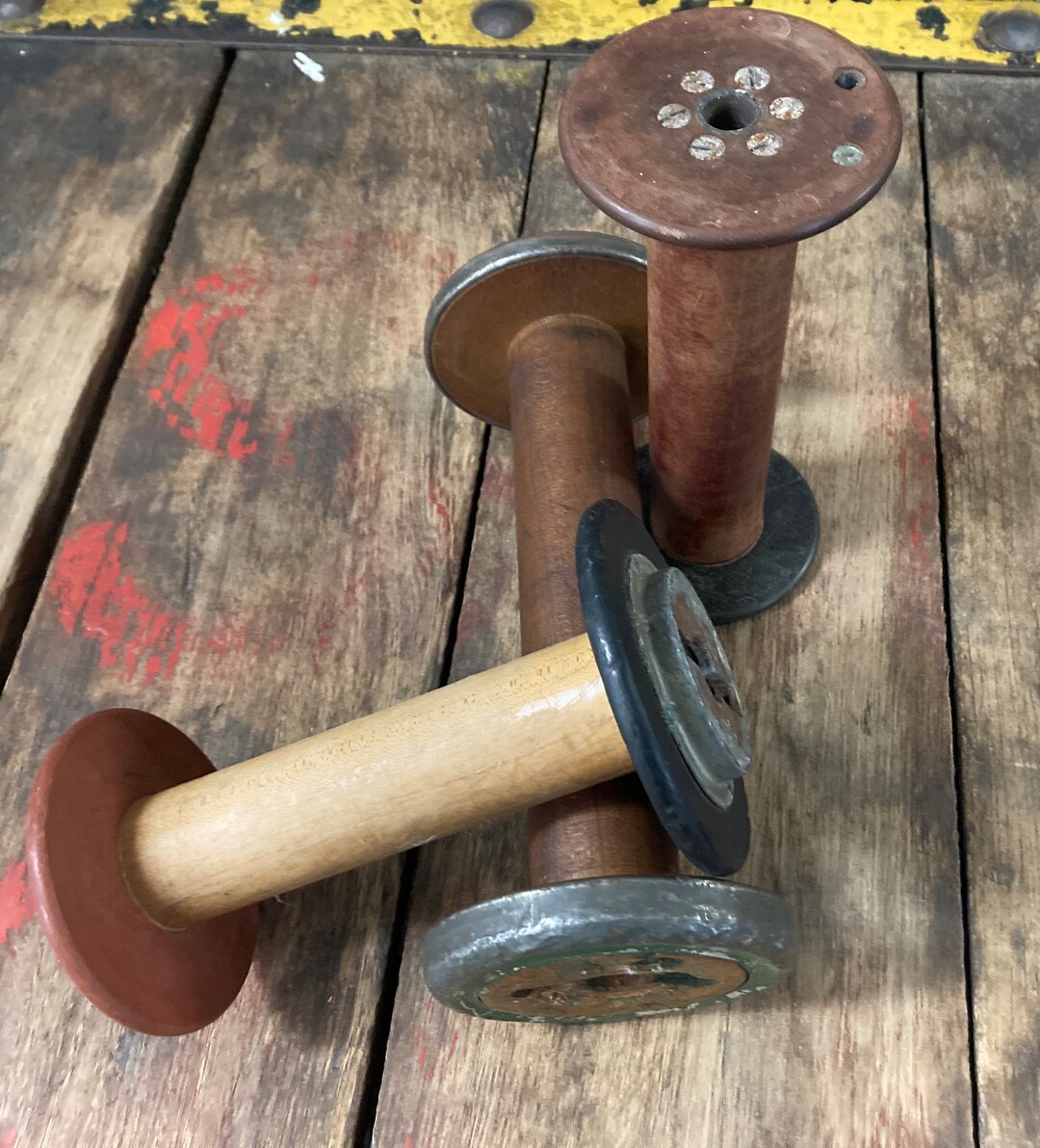 3x Vintage Industrial Wooden Spools - Etsy
